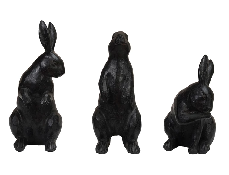 Black Rabbit Statue 3 Poses – Madison & Co